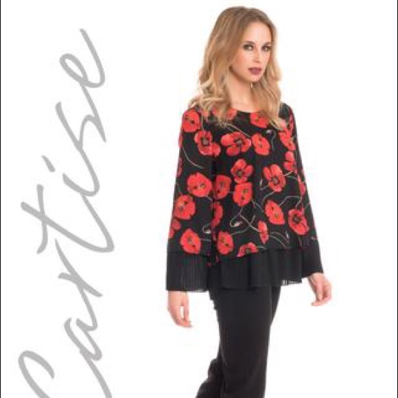 Cartise Canada | Tops | New Cartise Red Floral Print Top Plus Size 6 ...